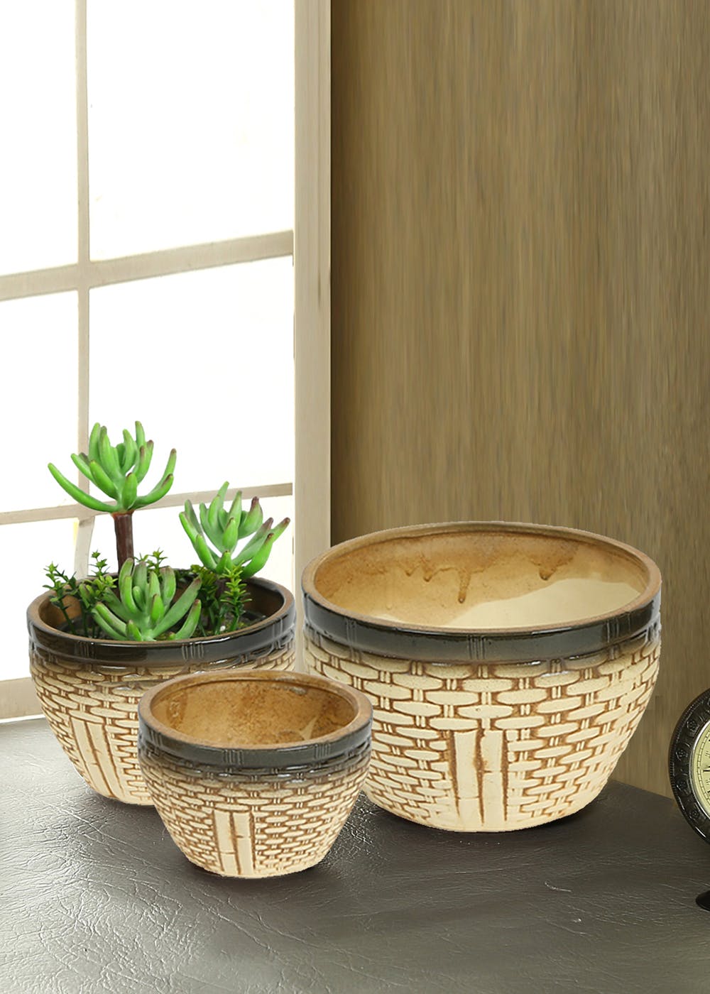 Get Beige Ceramic Pot - Set of 3 at ₹ 1499 | LBB Shop