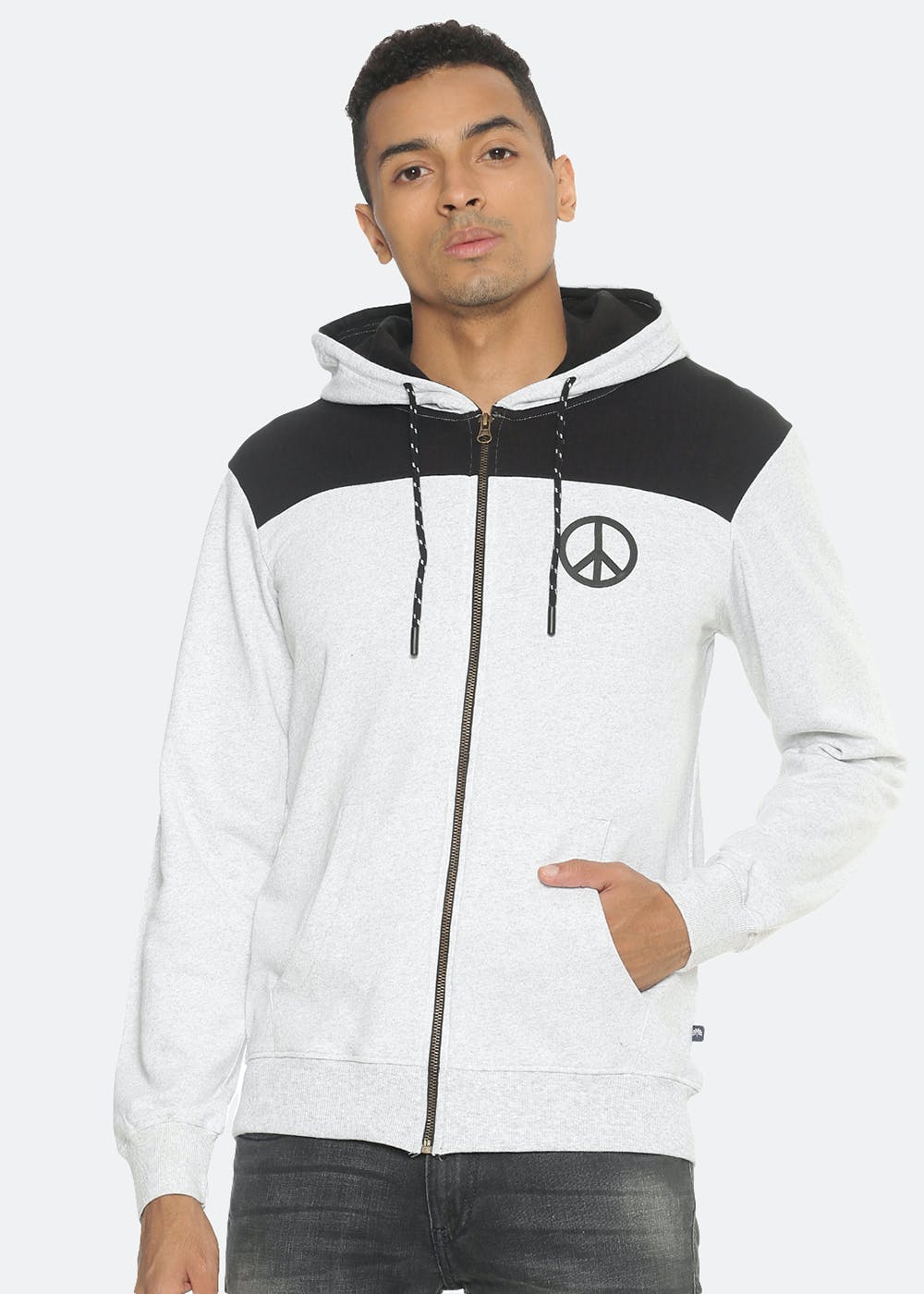 Get Grey Mellange Cotton Zipped Sweatshirt at ₹ 879 | LBB Shop