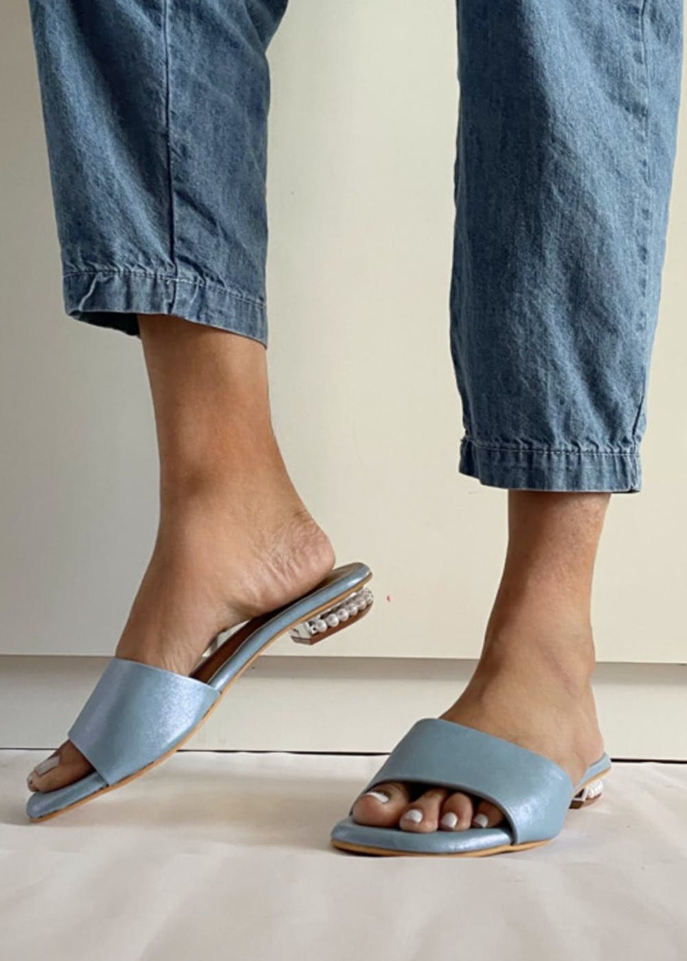 Get Blue Open Toe Slides at ₹ 1680 | LBB Shop
