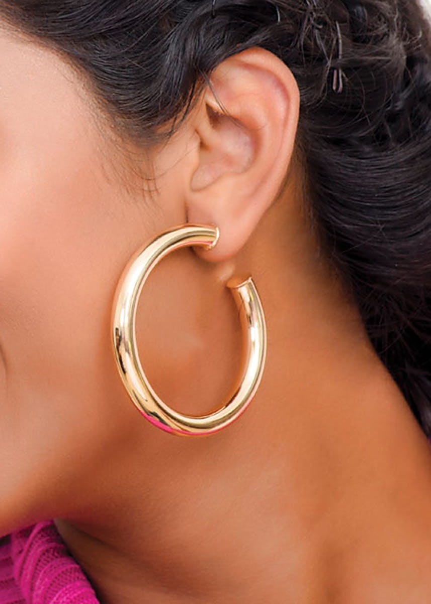 Get Handmade Large Chunky Gold Hoops at ₹ 479 | LBB Shop
