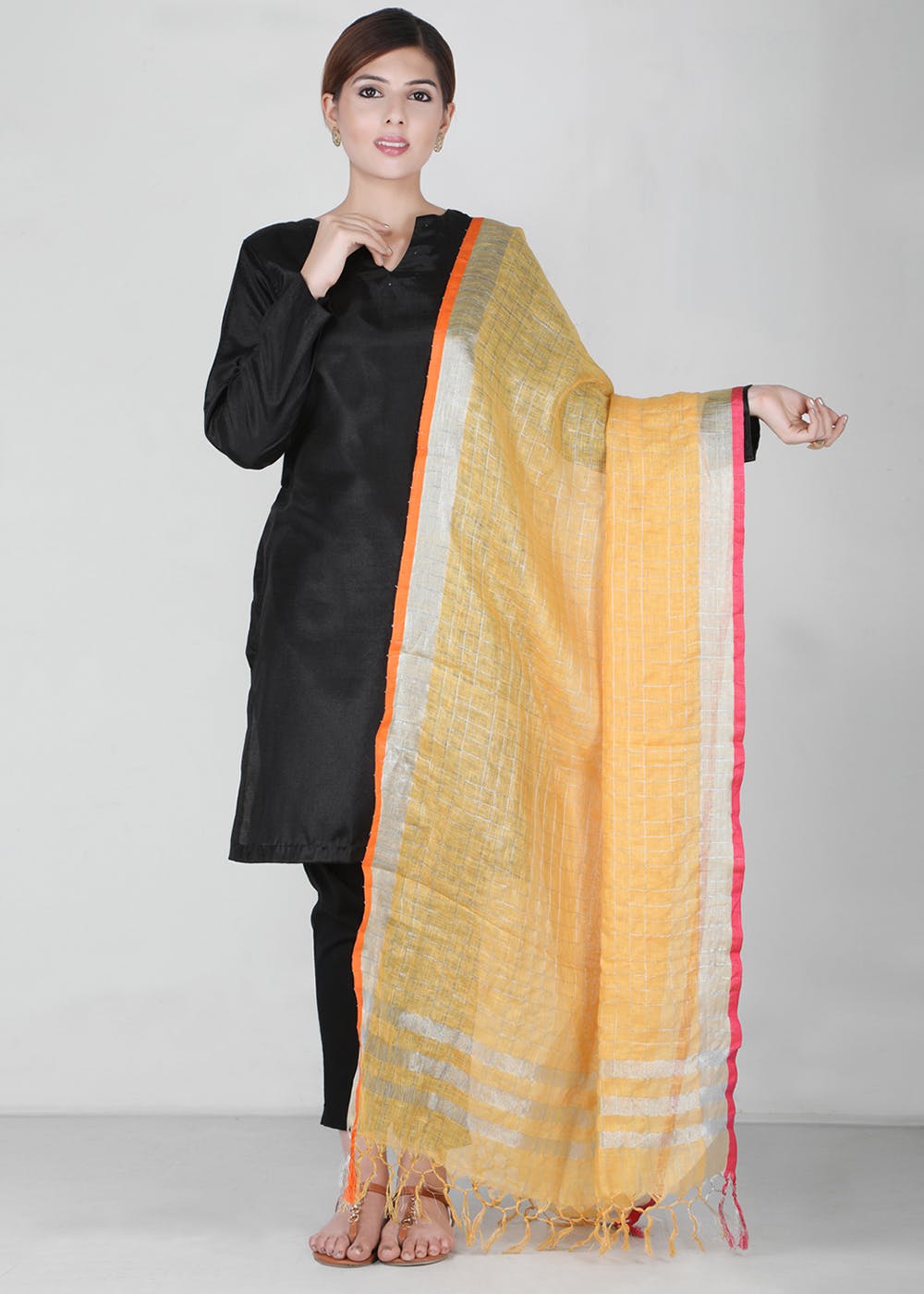 Get Two-Tone Border Striped Dupatta at ₹ 800 | LBB Shop