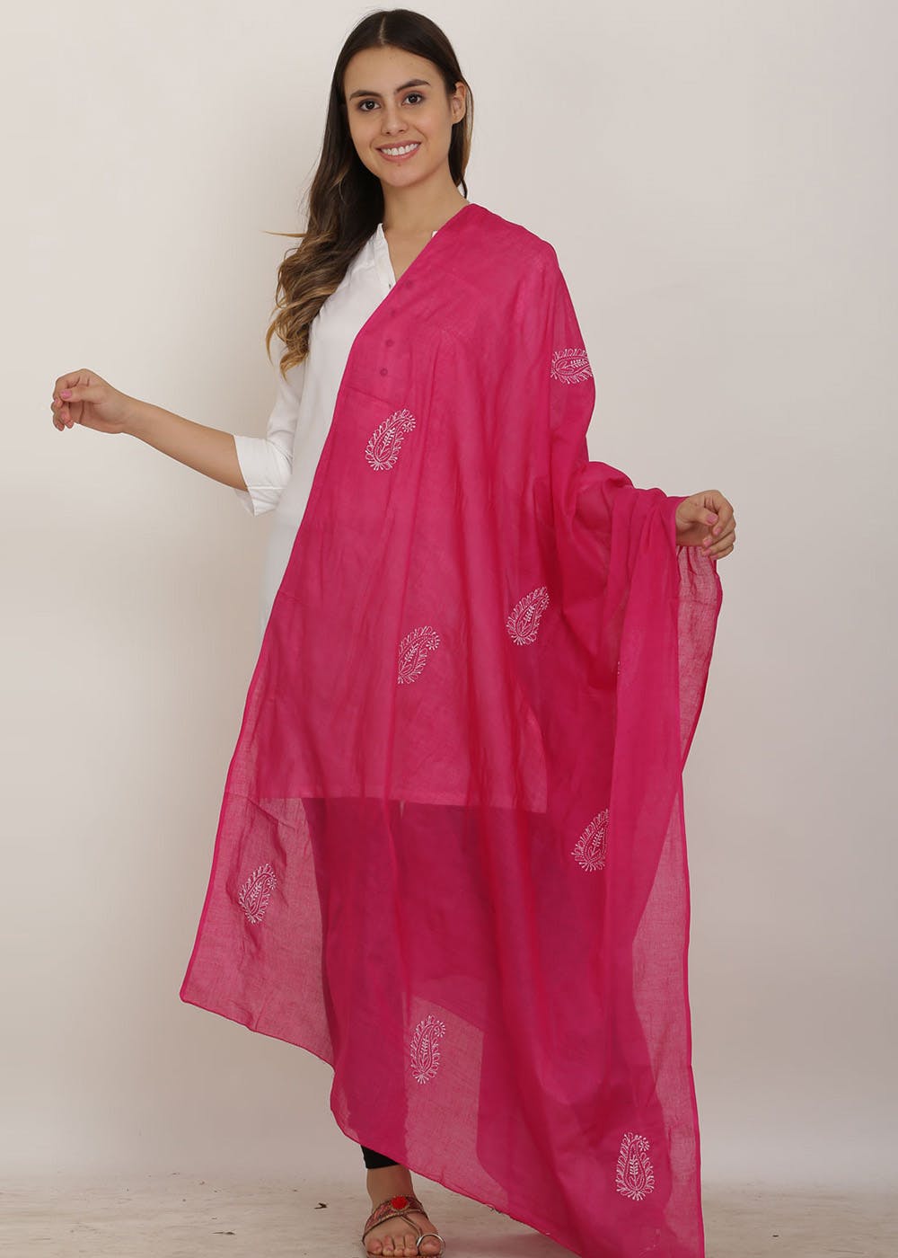 Get Solid Paisley Chikankari Dupatta at ₹ 719 | LBB Shop