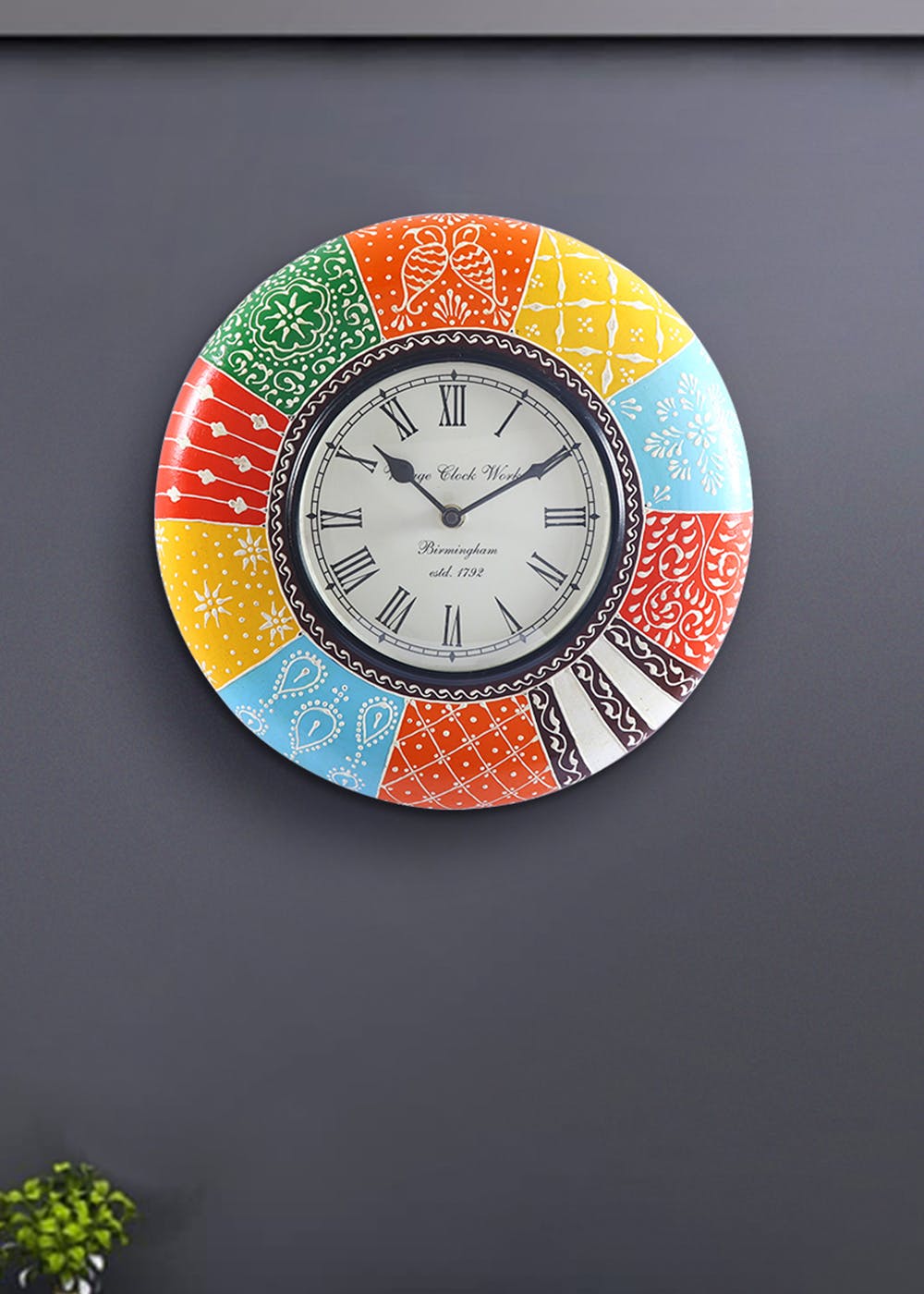 Get Traditional Hand Painted Colorful Wall Clock at ₹ 2799 | LBB Shop