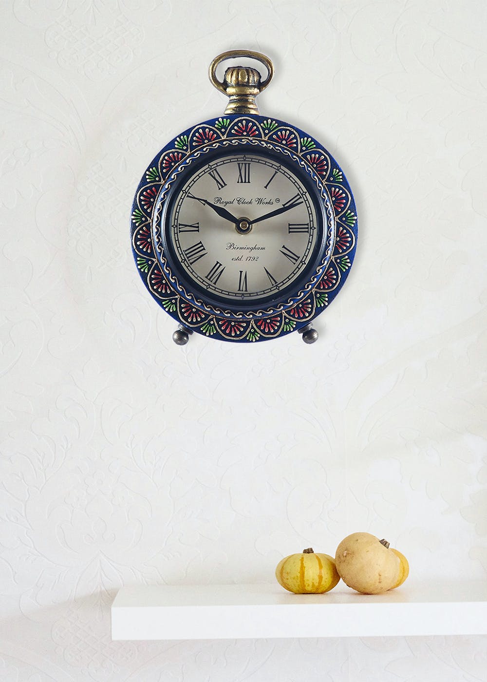 Get Traditional Hand Painted Blue Wall Clock at ₹ 1399 | LBB Shop