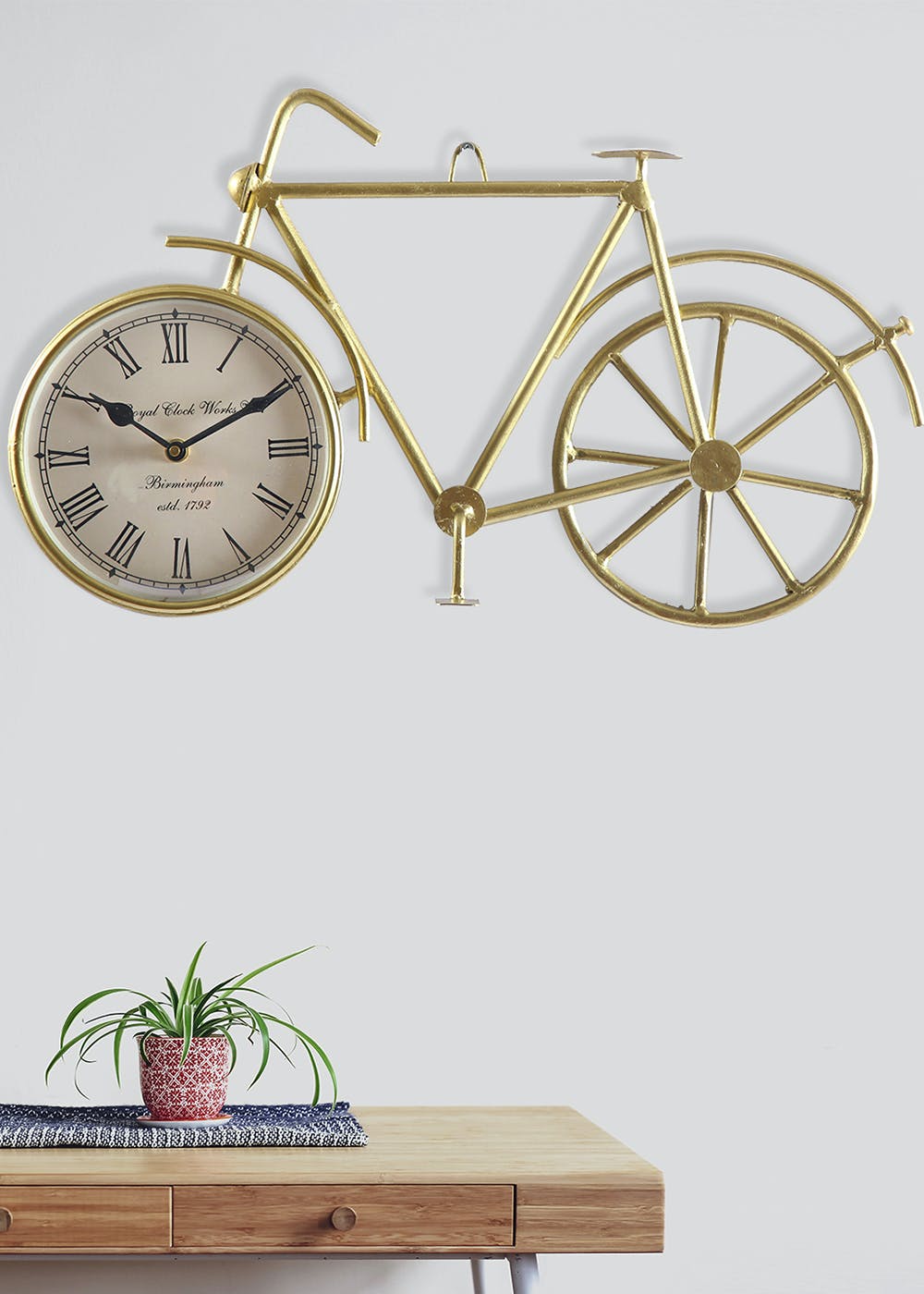 Get Golden Bicycle Wall Clock at ₹ 5599 | LBB Shop