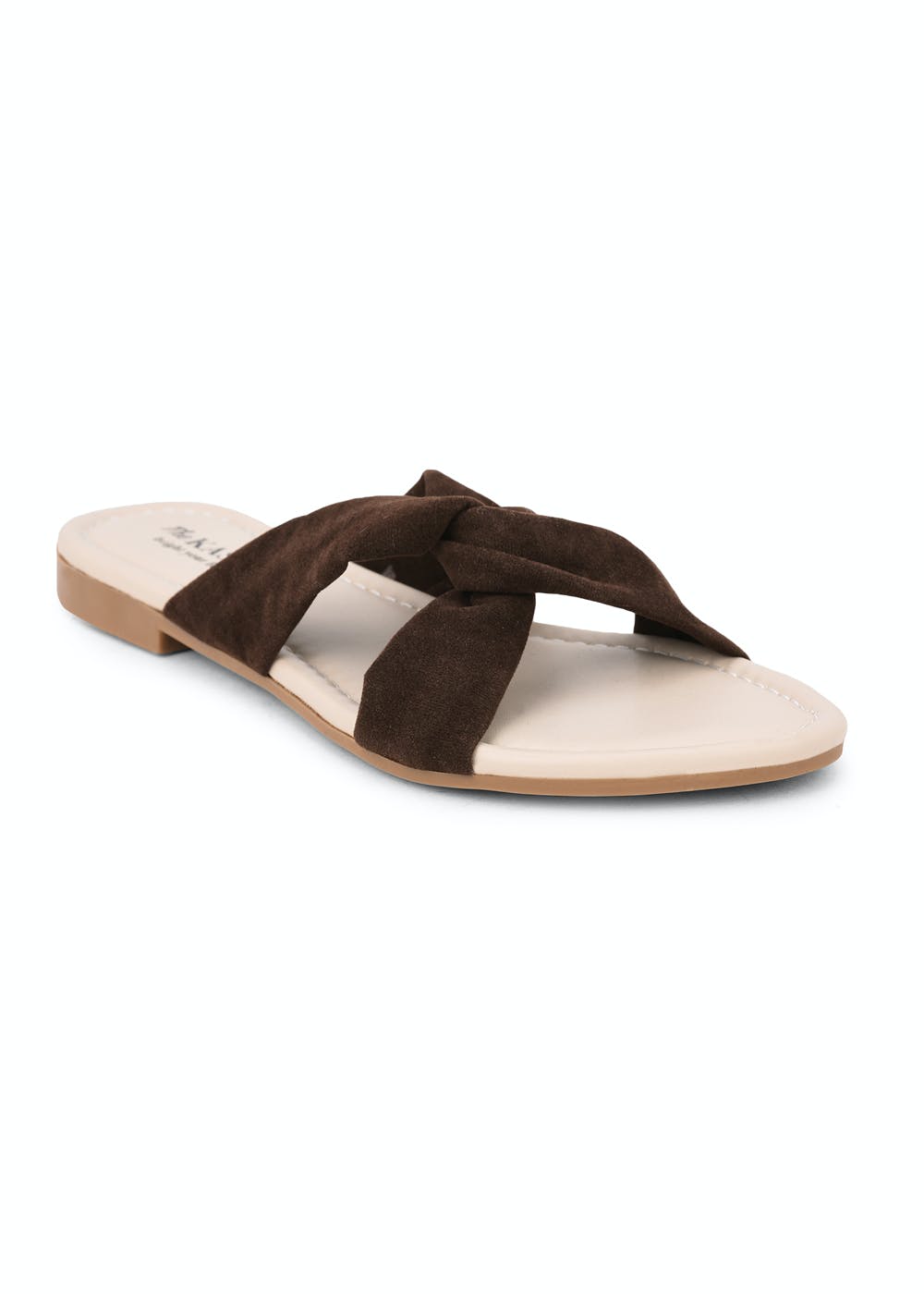 Get Interlocked Knot Detail Brown Slides at ₹ 399 | LBB Shop