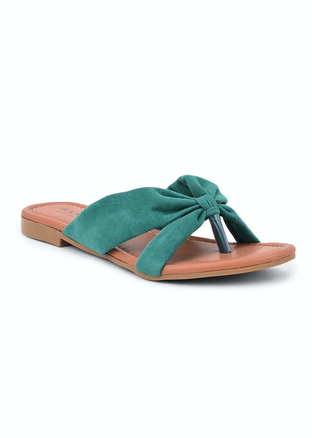 Get Bow Detail Strappy Green Slides at ₹ 399 | LBB Shop