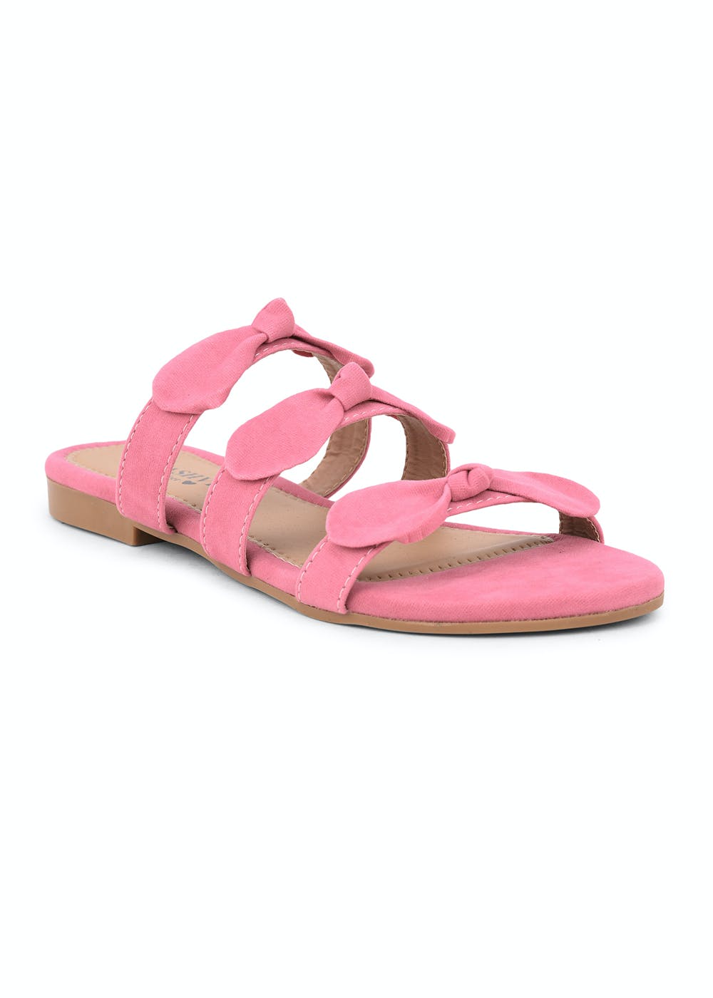 Get Pink Bow Knot Detail Triple Strap Slides at ₹ 399 | LBB Shop