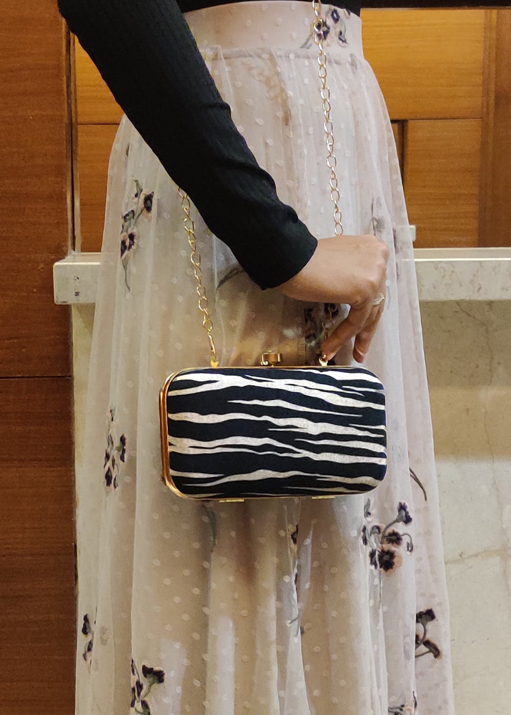 Get Zebra Striped Cotton Clutch at ₹ 1350 | LBB Shop