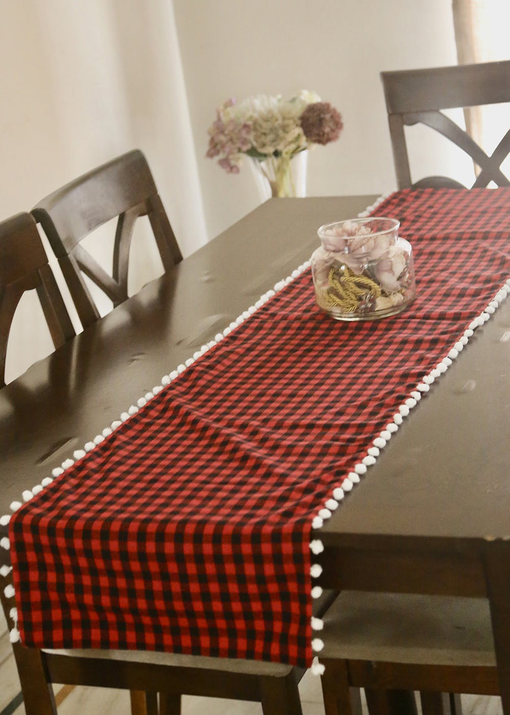Get Red And Black Check Christmas Table Runner at ₹ 499 | LBB Shop