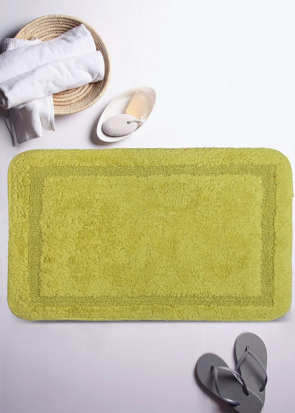 Get Ultra Soft Cotton Fluorescent Green Regular Bathmat at ₹ 345 | LBB Shop