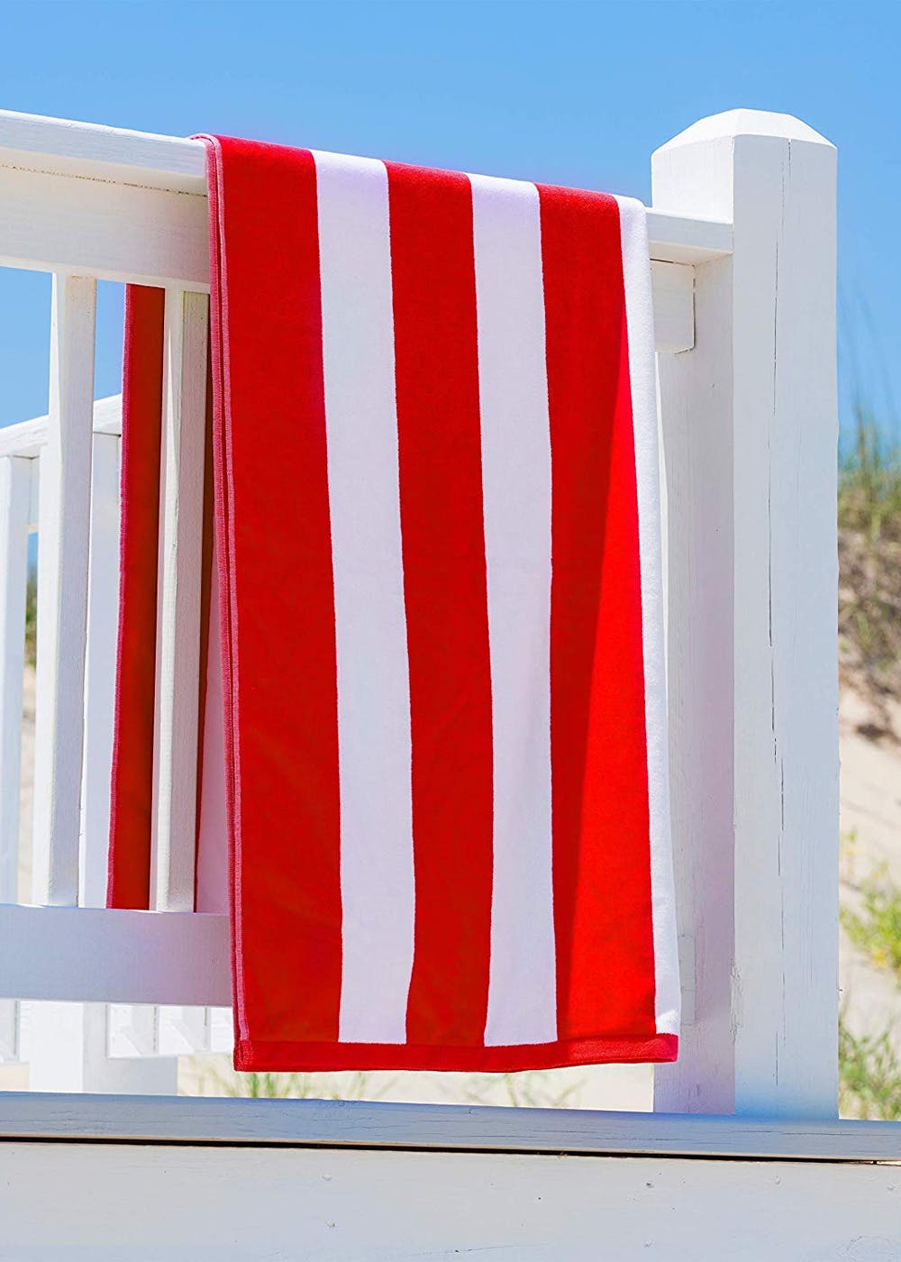 Get Beach Swimming Red & White Cabana Cotton Stripe Pool Towel at ...