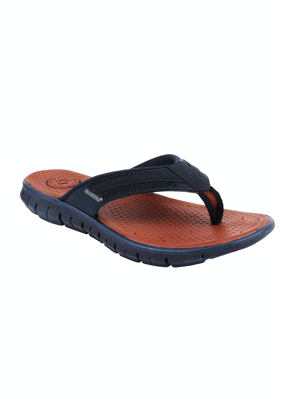 Get Contrast Perforated Base Detail Navy Broad V-Strap Flip-Flops at ...