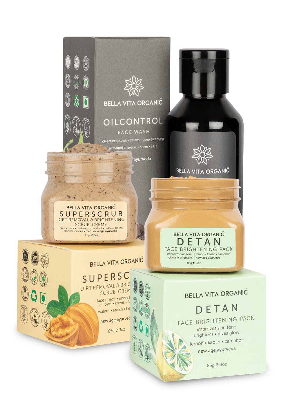 Get De Tan Removal Combo (Charcoal Face Wash, Super Scrub & Detan Pack ...