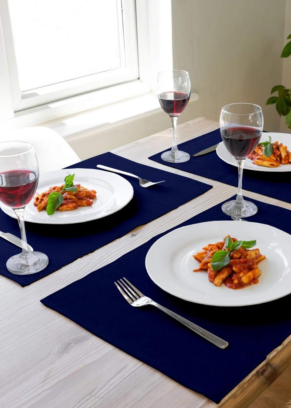 Get Set Of 6 Ribbed Cotton Table Mats (Dark Blue) - Pack Of 6 at ₹ 599 ...