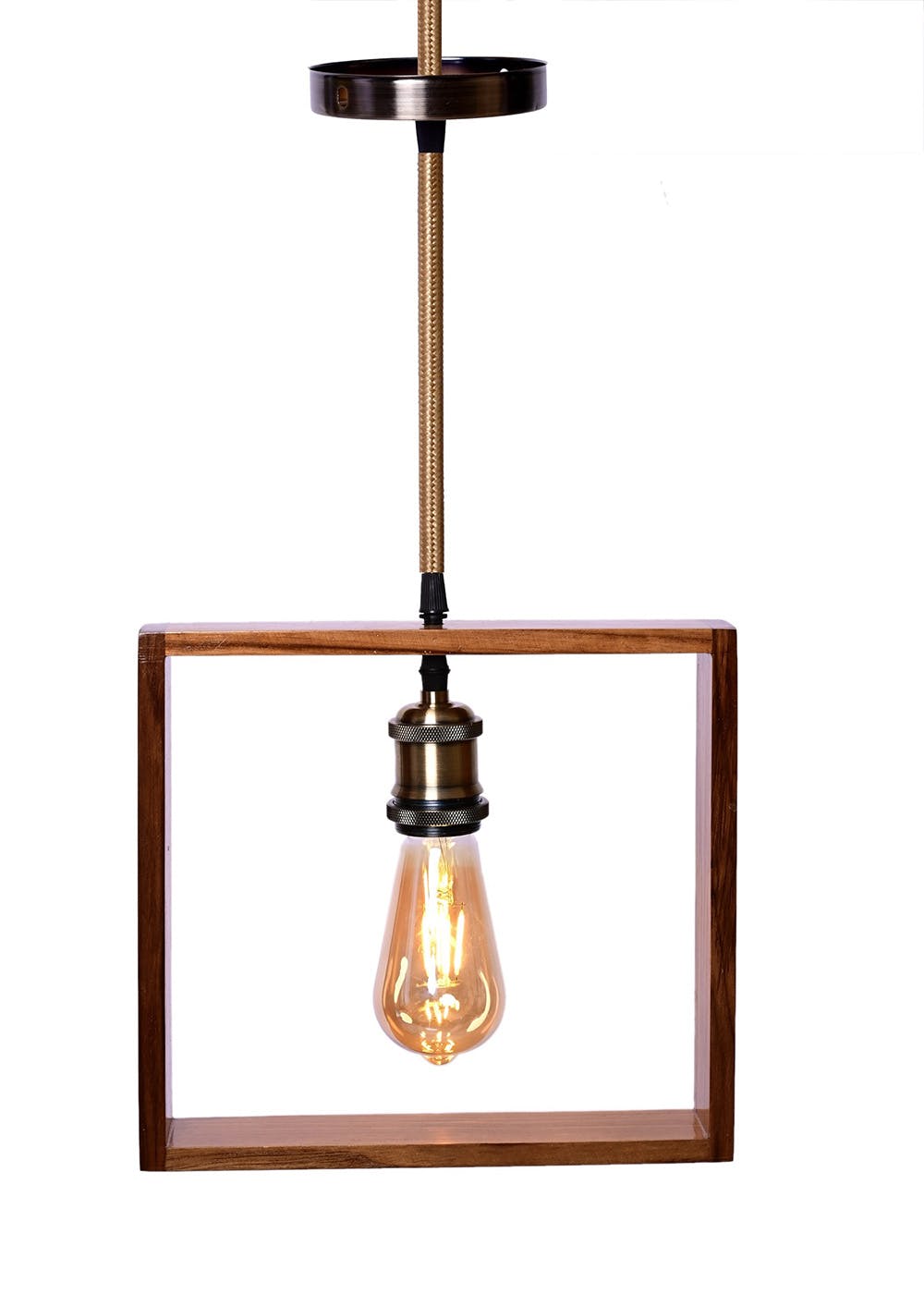 Get Rustic Solid Teak Wood Hanging Light/Lamp, Square Shaped Pendant ...
