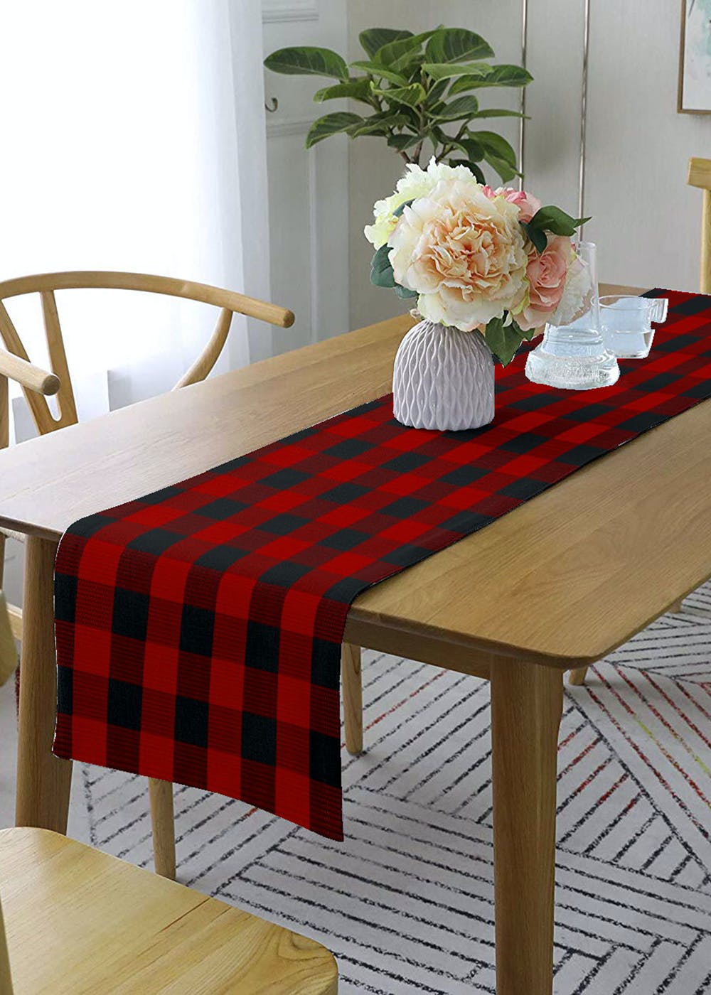 Get Buffalo Checks Red & Black Crochet Ribbed Table Runner (Single ...