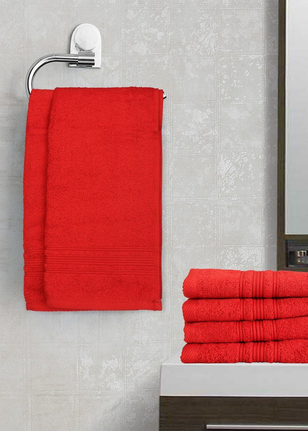 Get Hibiscus Red Super Soft And Fluffy Hand Towel - Set Of 6 at ₹ 774 ...