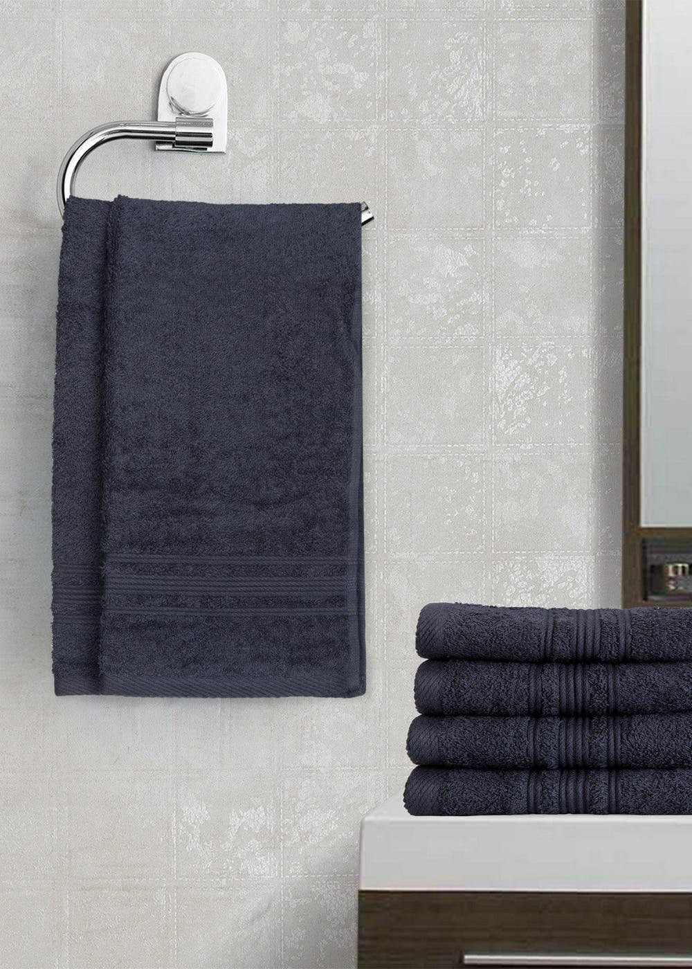 Get Navy Super Soft And Fluffy Hand Towel - Set Of 6 at ₹ 774 | LBB Shop