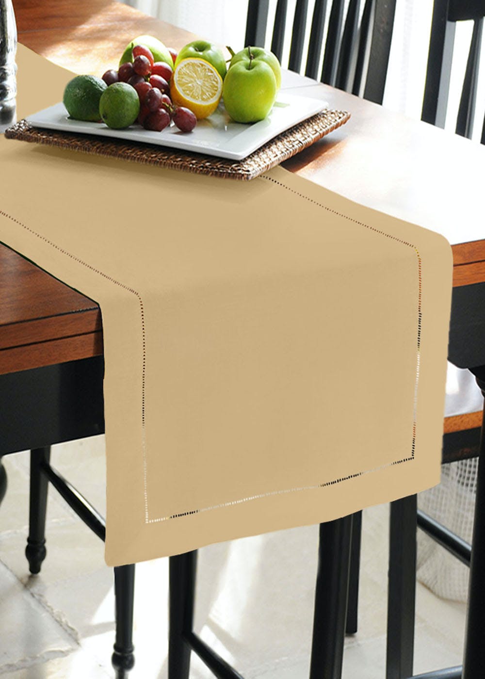 Get Plain Yellow Double Border Holestitch Table Runner at ₹ 475 | LBB Shop