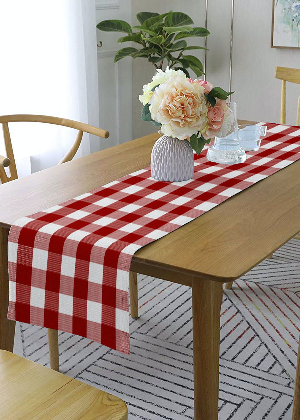 Get Buffalo Checks Red Crochet Table Runner (Single Layer, 13 X 72”, 33 ...