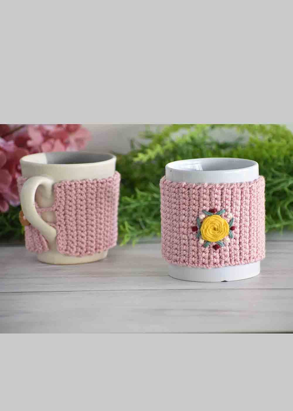 Get Pink Flower Embroidered Cup Cover - Set of 2 at ₹ 940 | LBB Shop
