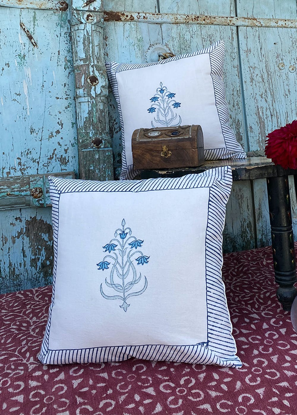 Get Blue Flower Cushion Covers (Set of 2) at ₹ 999 | LBB Shop