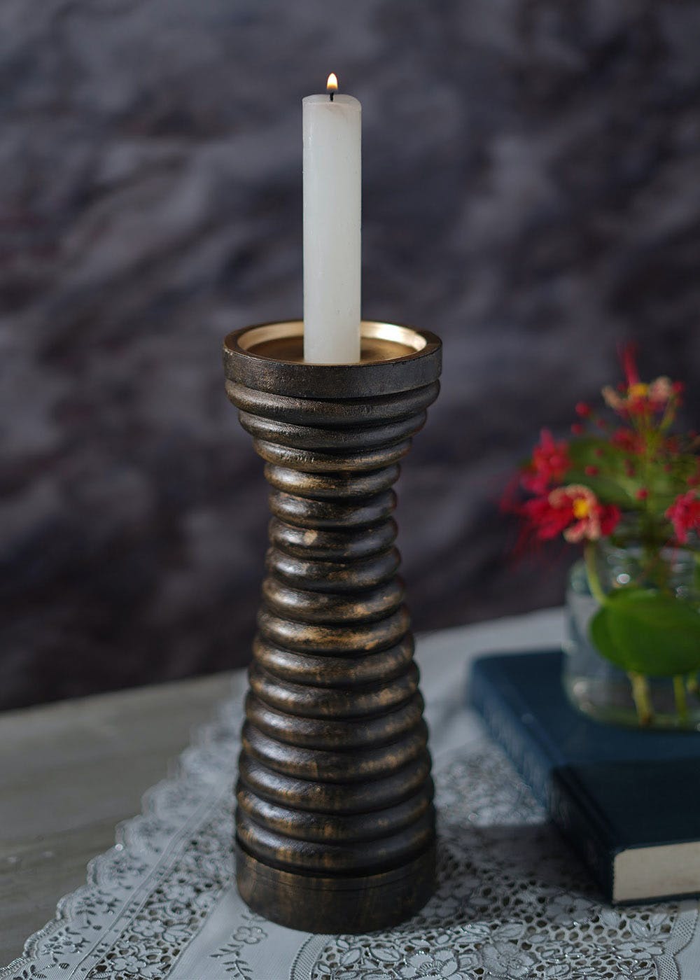 Get Circular Column Wooden Candle Holder at ₹ 899 | LBB Shop