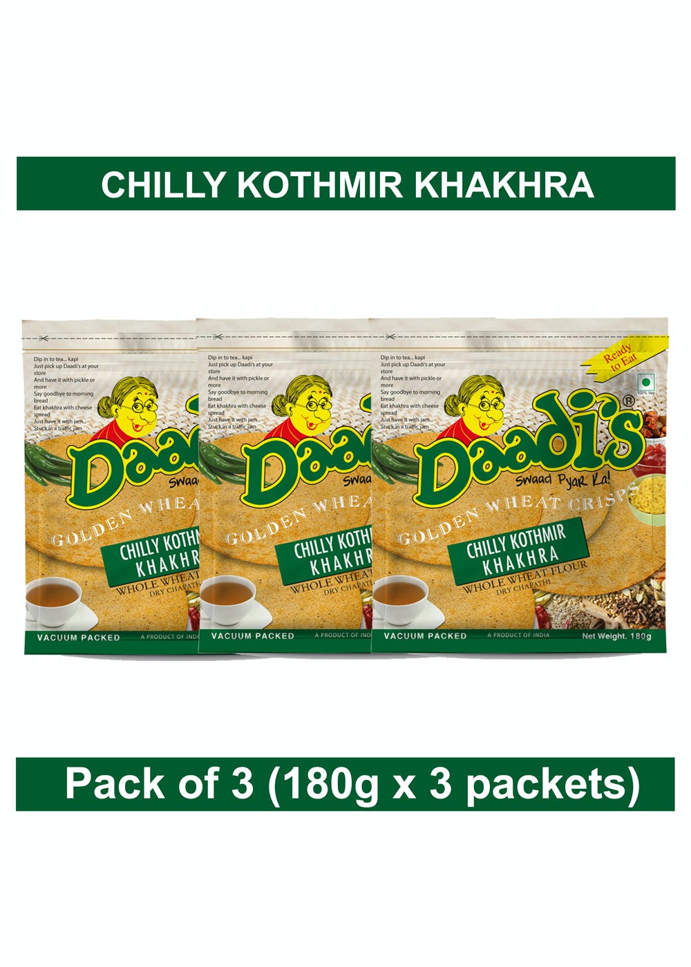 Get Khakhra Chilly Kothmir 180G (Pack Of 3) at ₹ 210 | LBB Shop