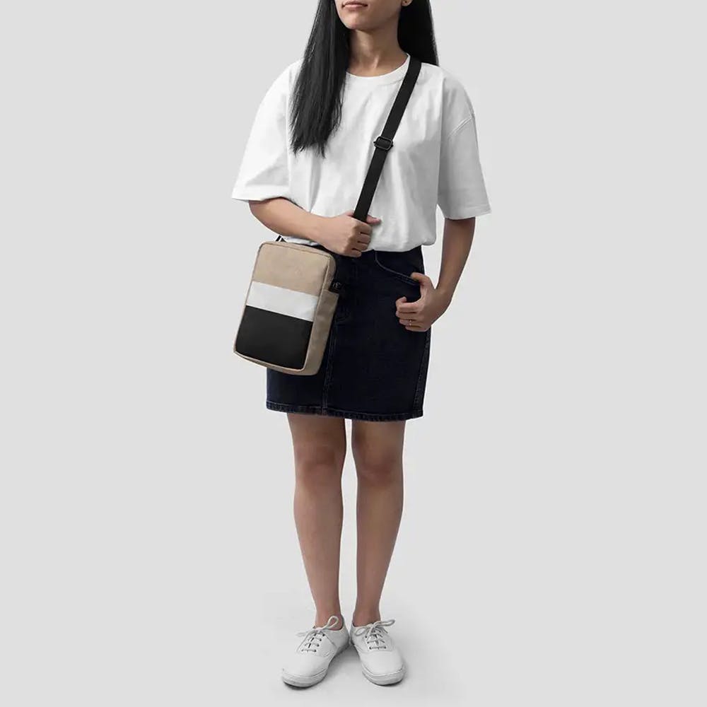 Get DailyObjects Natural Cream and Black - Long Crossbody Bag at ₹ 1299 ...