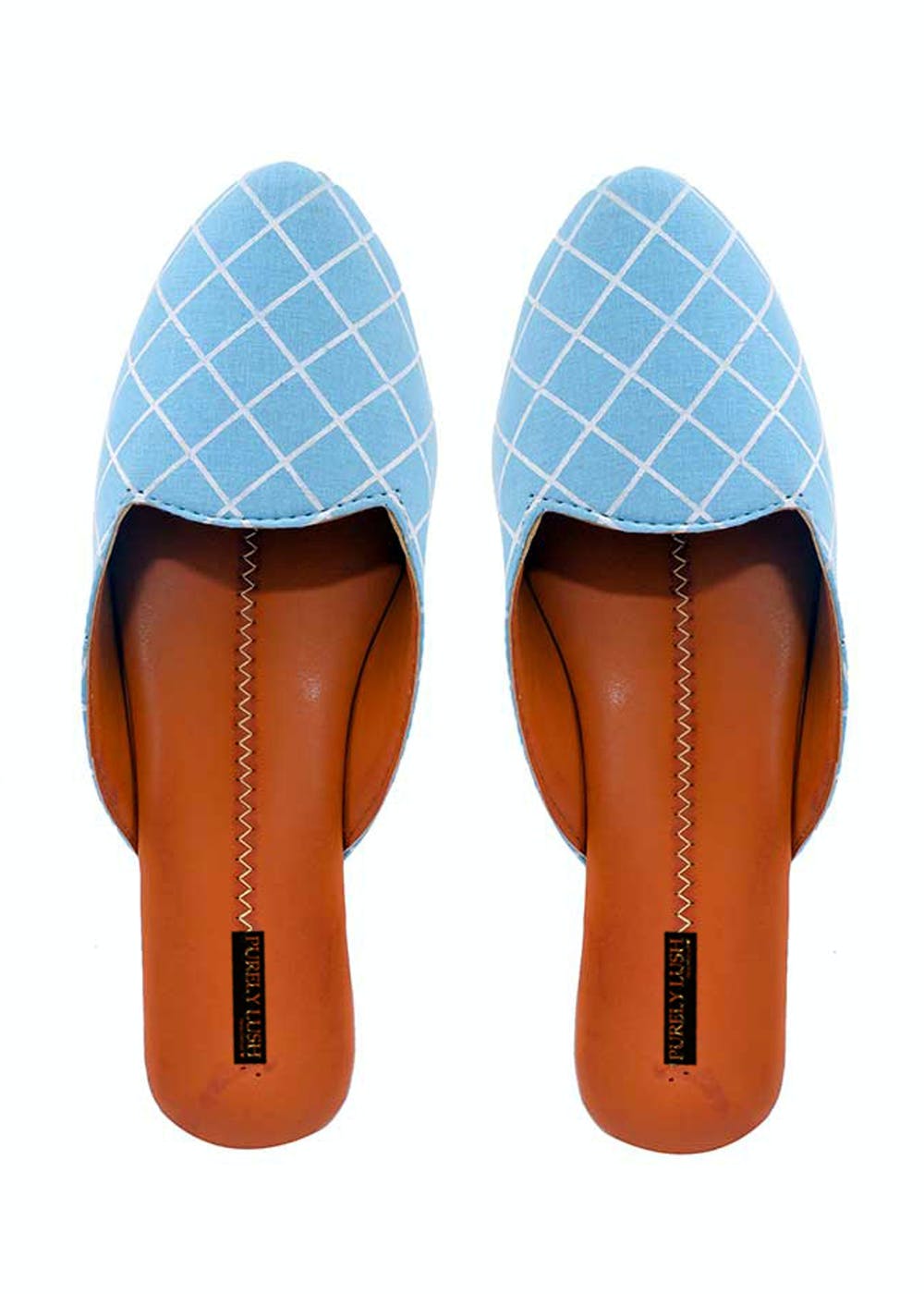Get Contrast Checkered Denim Mules at ₹ 1199 | LBB Shop
