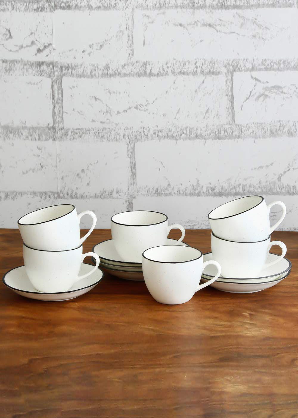Get White Indian Ceramic 12 Piece Tea Set (180 ml) at ₹ 1520 | LBB Shop