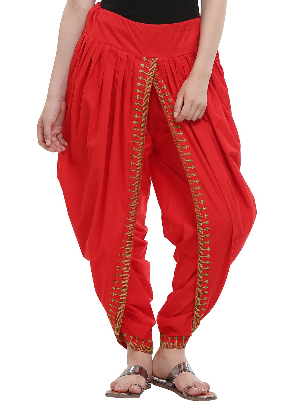Get Contrast Embroidered Solid Dhoti Pants at ₹ 899 | LBB Shop