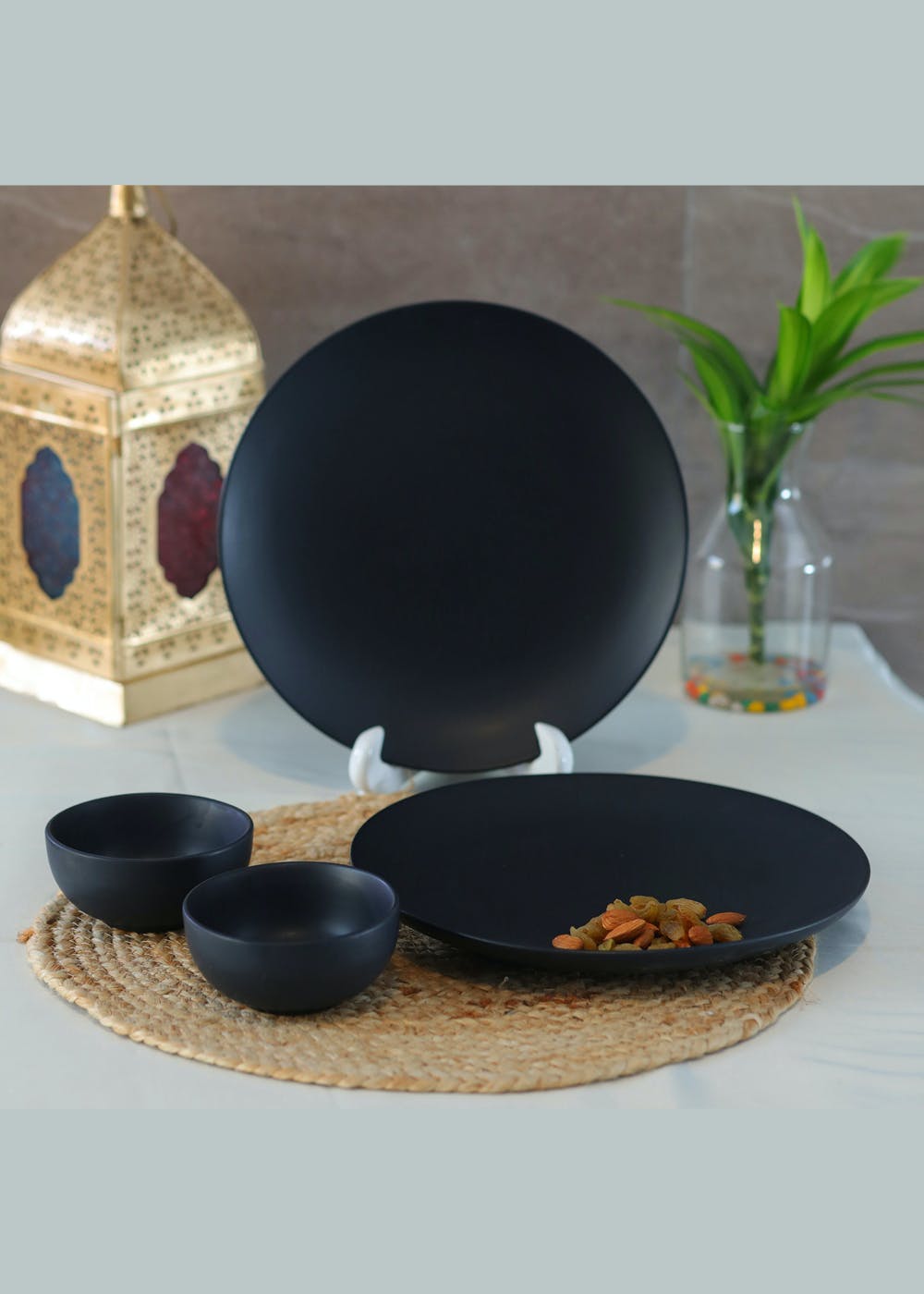 Get Black Matte Dinner Plates & Bowls - Set of 2 at ₹ 1496 | LBB Shop