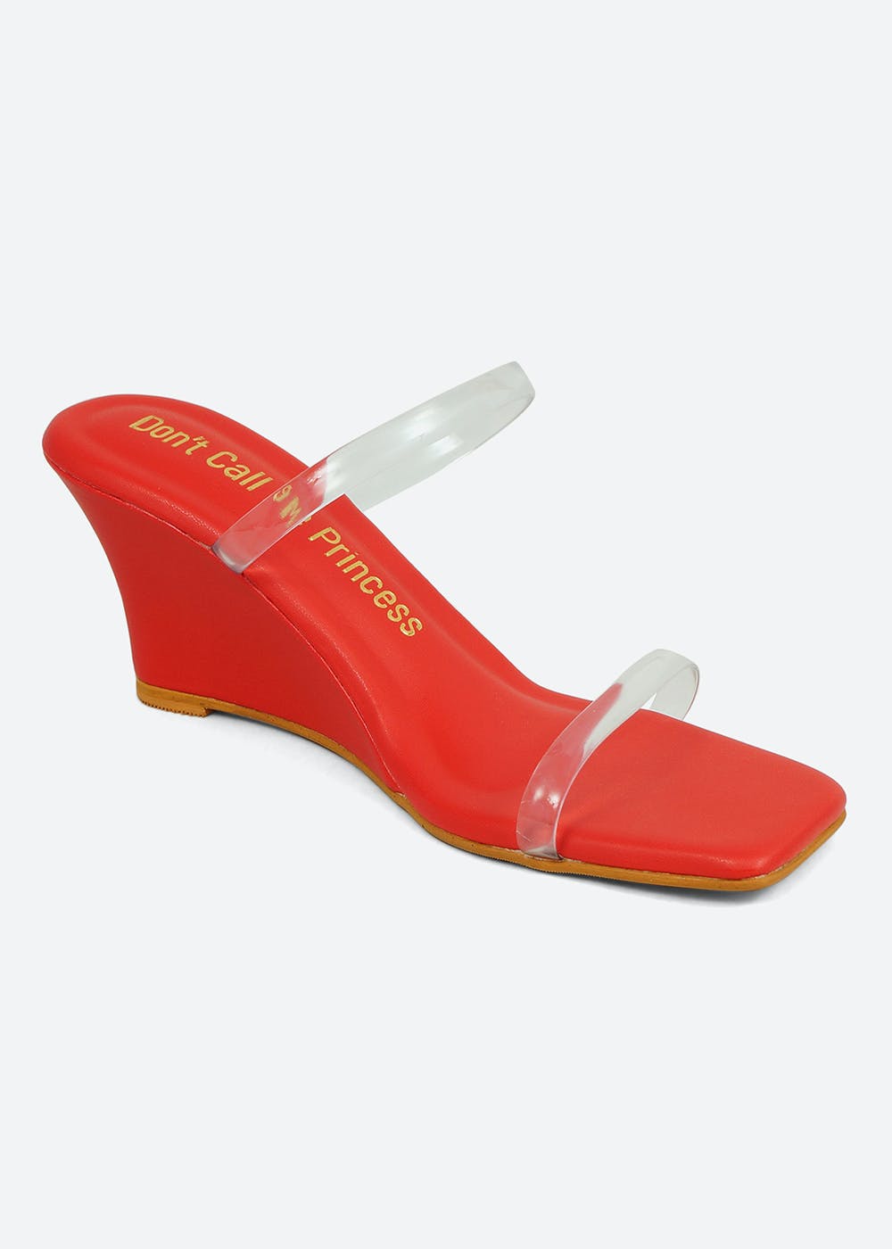 Get Red Transparent Two Strap Wedge Heels at ₹ 1999 | LBB Shop