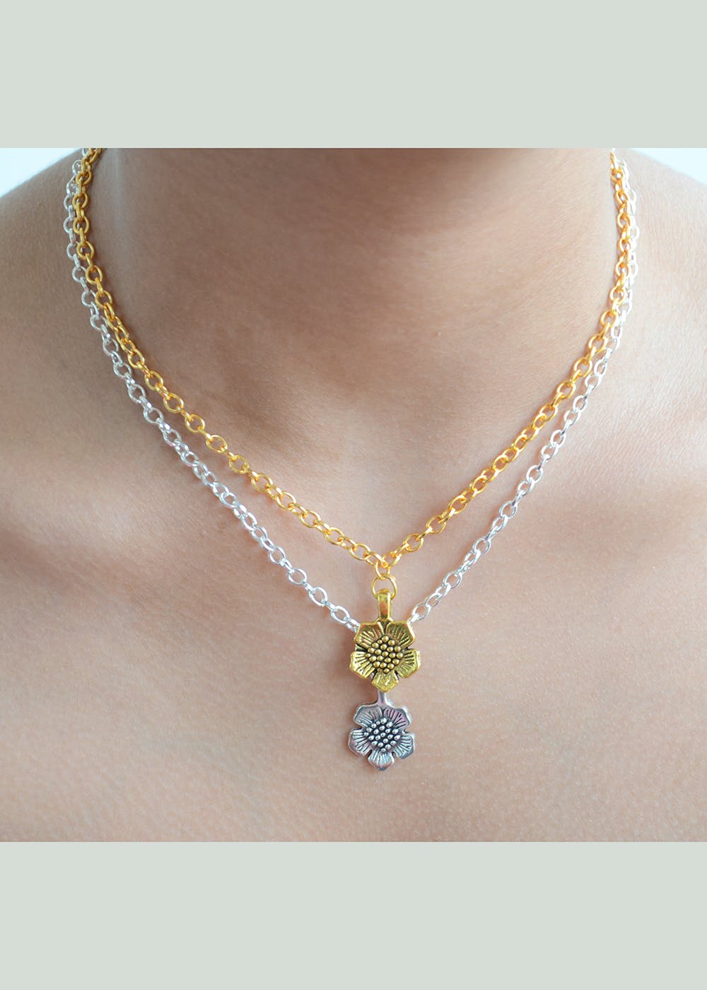 Get Gold and Silver Multi-Layer Flower Pendant at ₹ 459 | LBB Shop