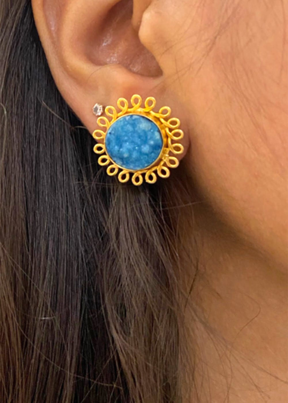 Get Druzy Blue Studs at ₹ 699 | LBB Shop