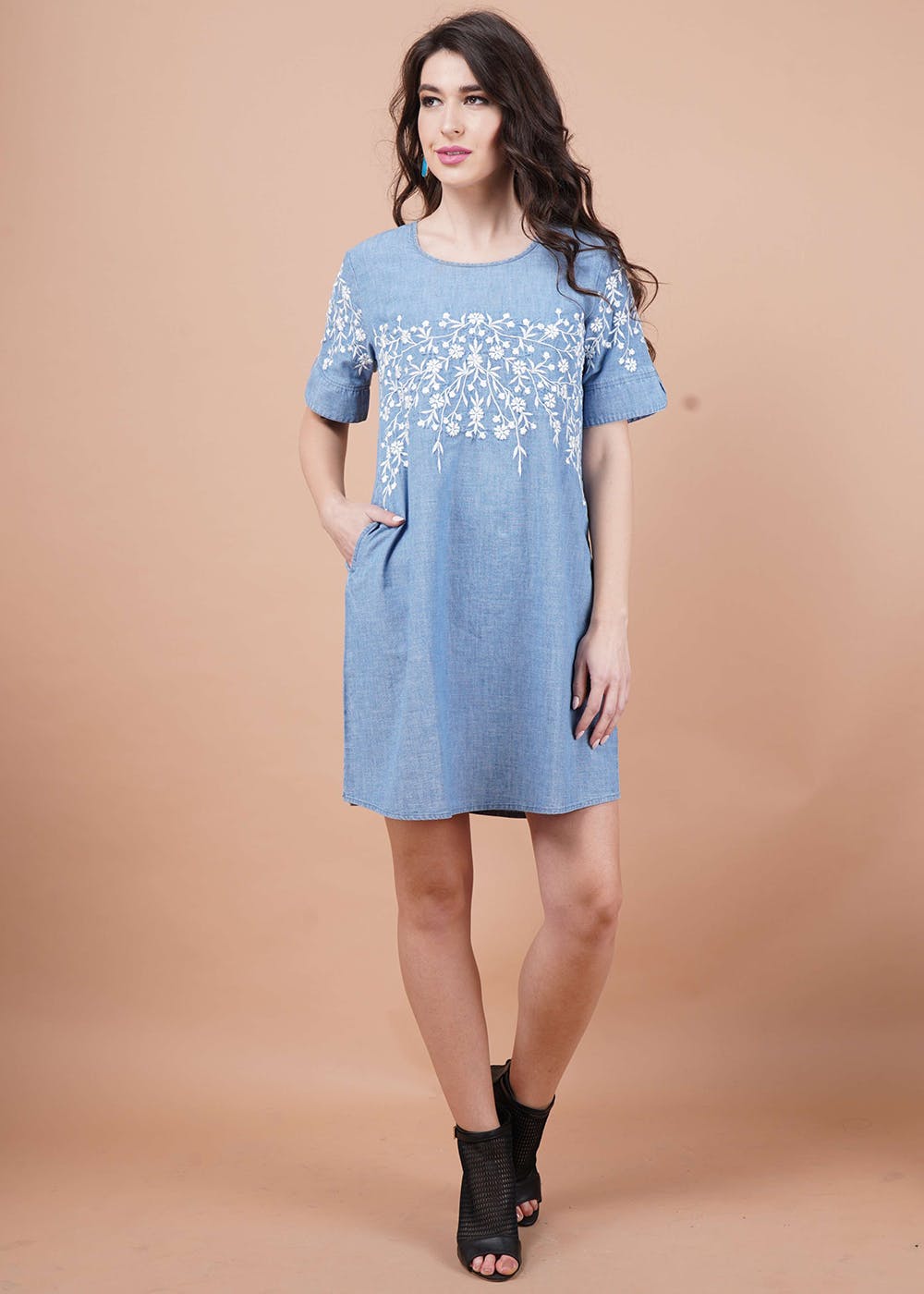 Get Floral Embroidered Blue Dress at ₹ 2500 | LBB Shop