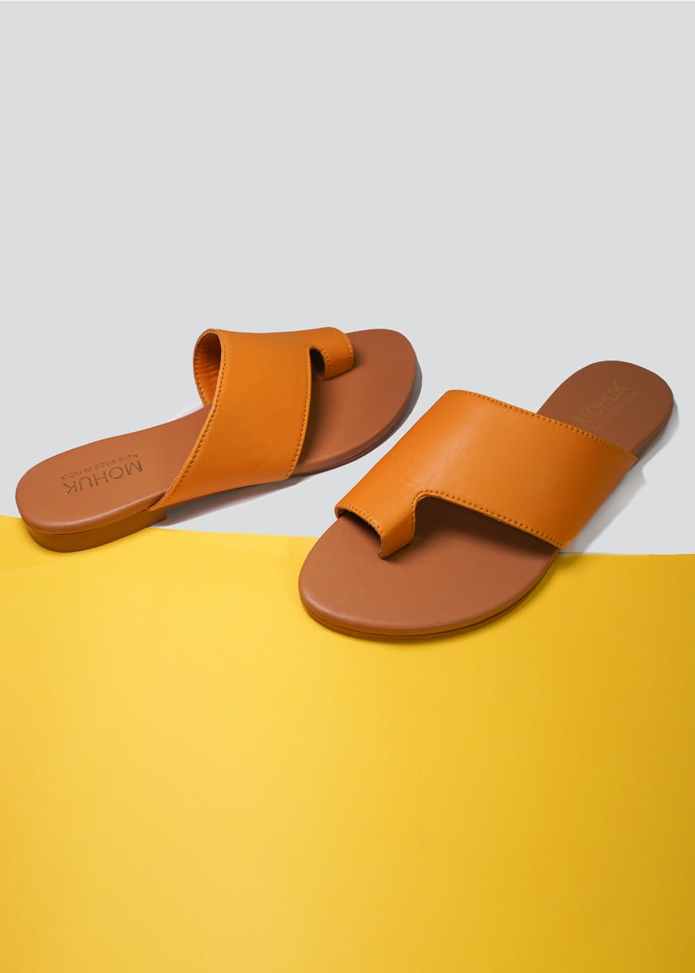 Get One Toe Broad Strap Detail Mustard Slides at ₹ 399 | LBB Shop