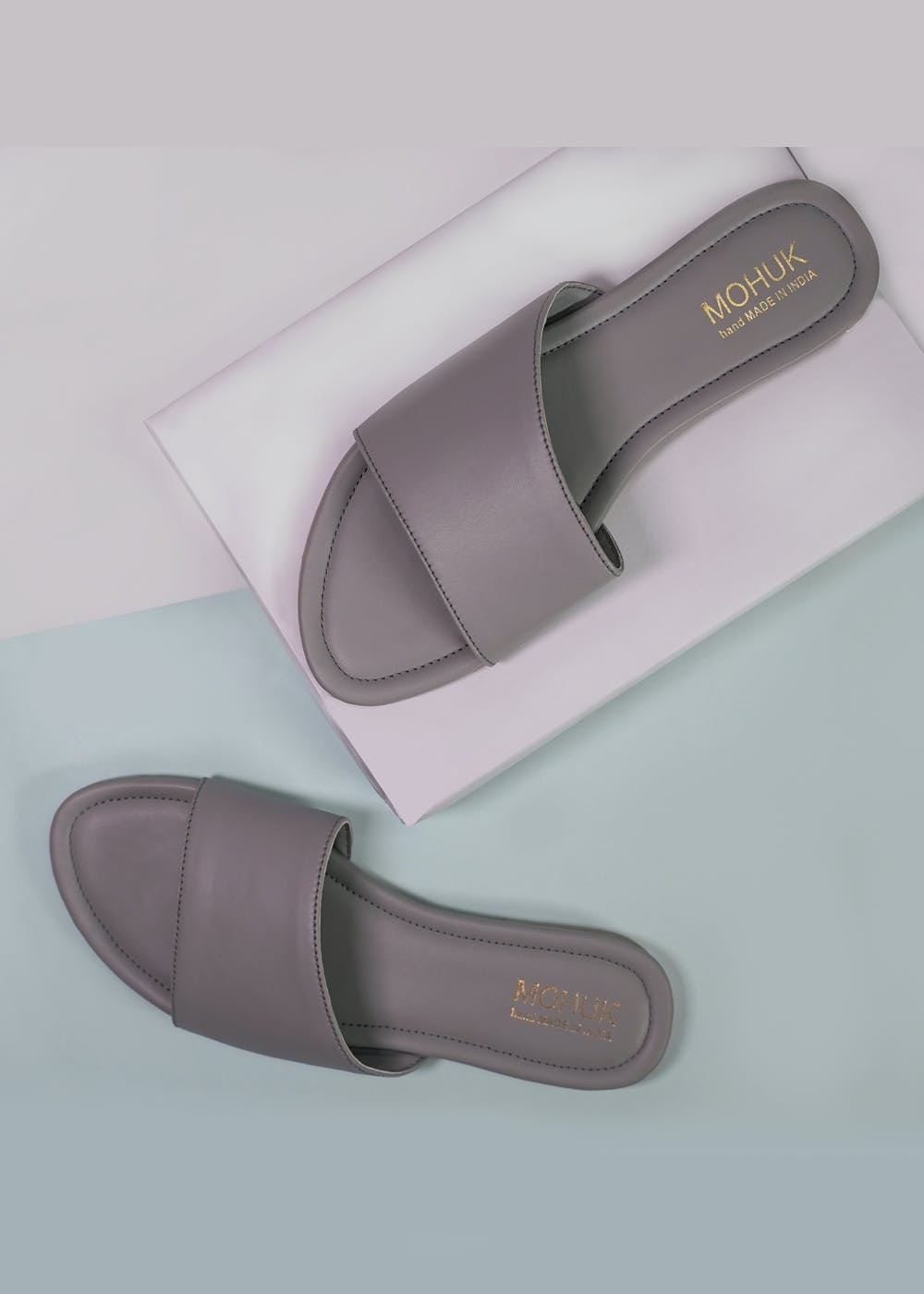 Get Broad Strap Grey Slides at ₹ 499 | LBB Shop