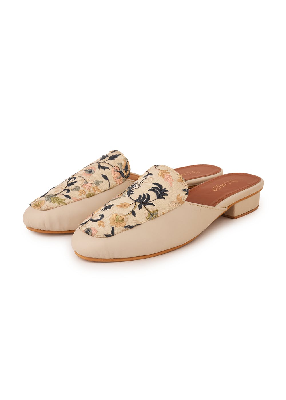 Get Floral Embroidered Cream Mules at ₹ 2100 | LBB Shop
