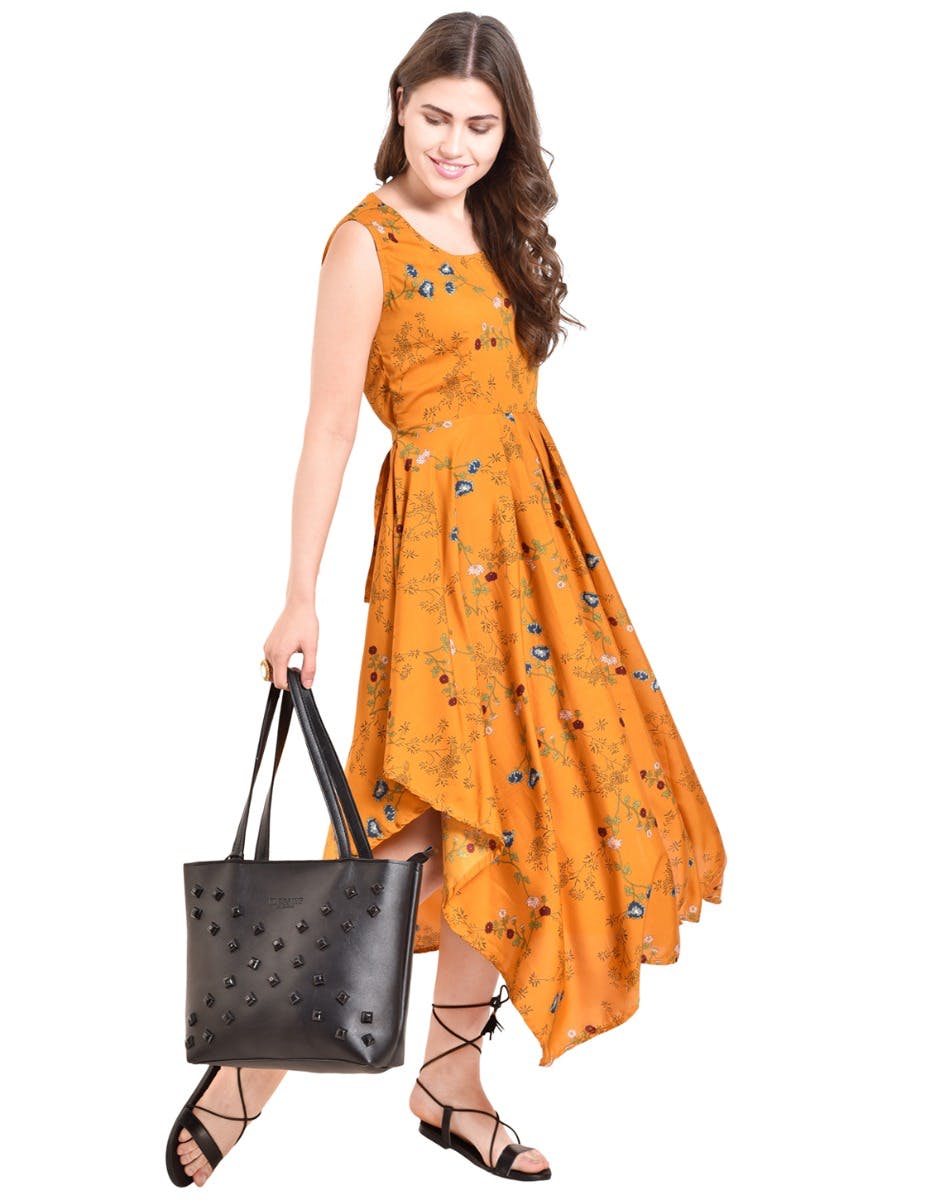 Get Delicate Floral Box Pleated Sleeveless Dress at ₹ 488 | LBB Shop