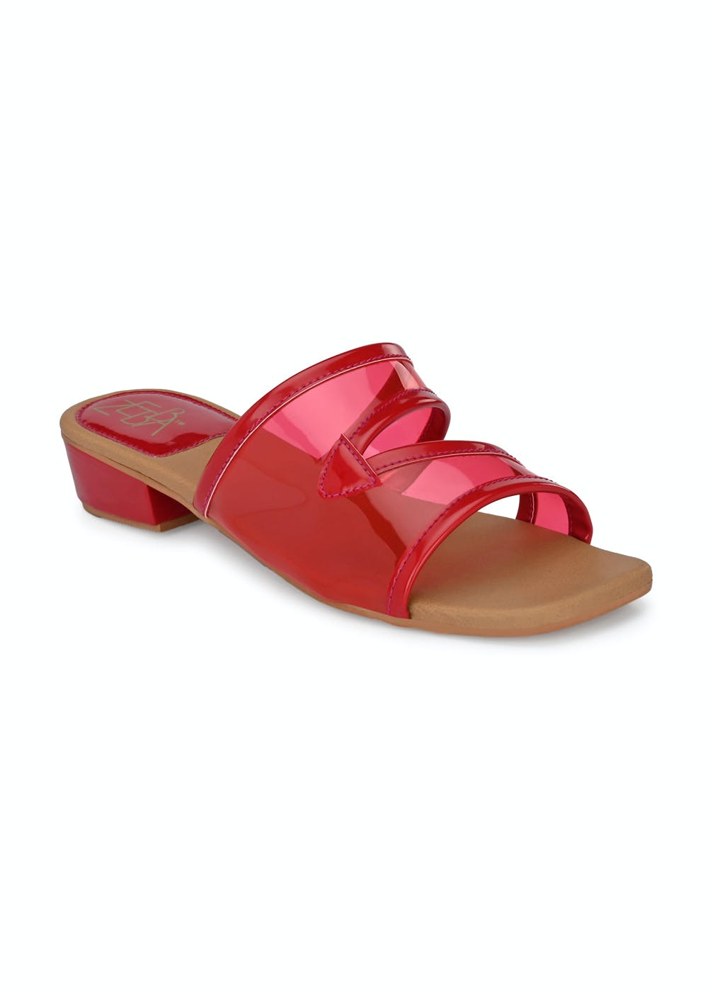 Get PVC Dual Strapped Red Block Heels at ₹ 950 | LBB Shop
