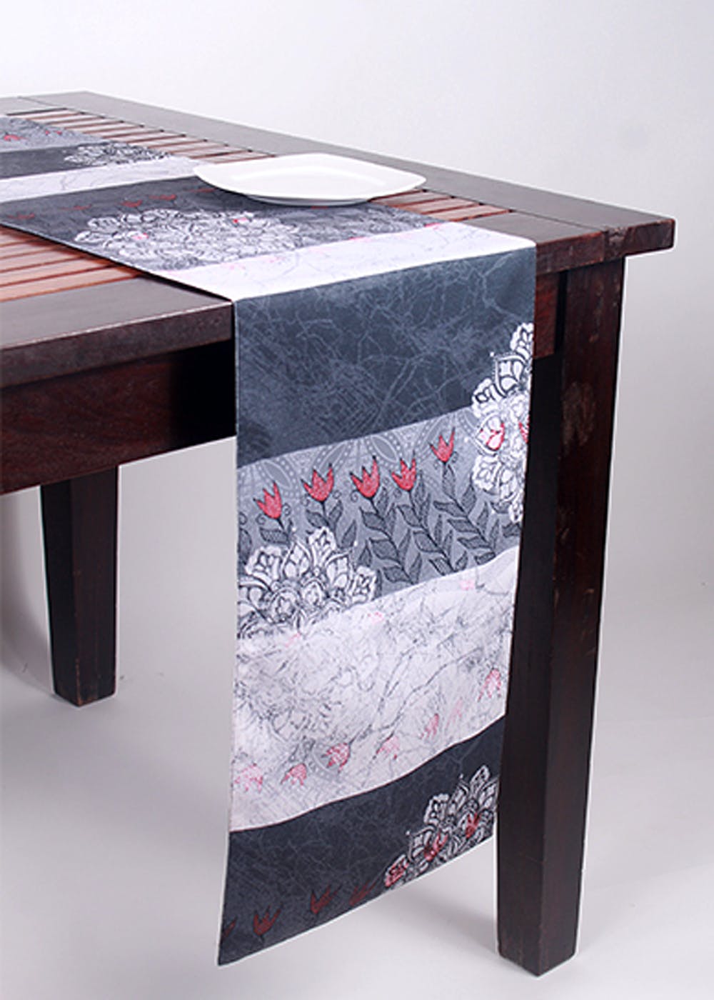 Get Digital Print With Hand Embroidery Black/White Table Runner at ...