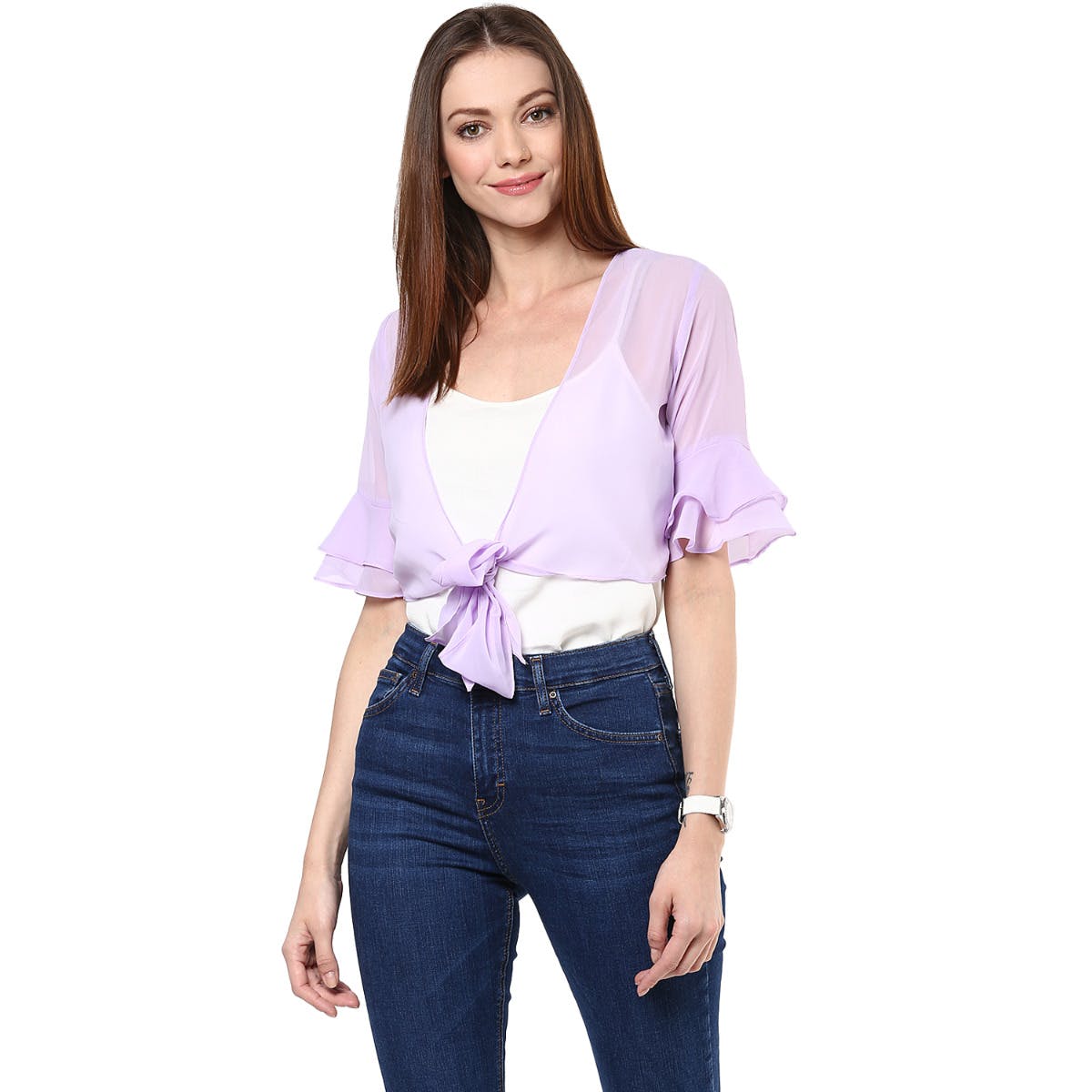 Get Layered Ruffle Sleeves Tie Up Jacket at ₹ 380 | LBB Shop
