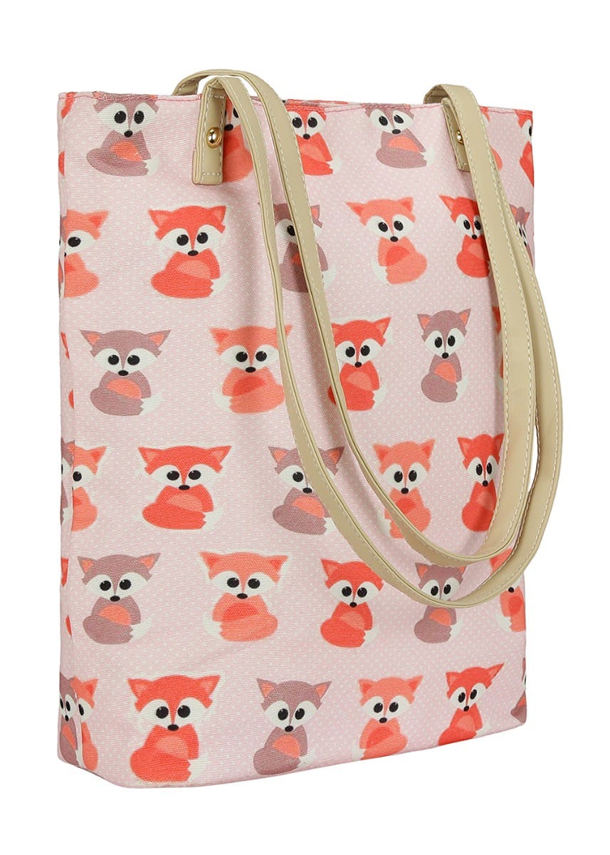 Get Animated Fox Cub Printed Canvas Tote at ₹ 1036 | LBB Shop