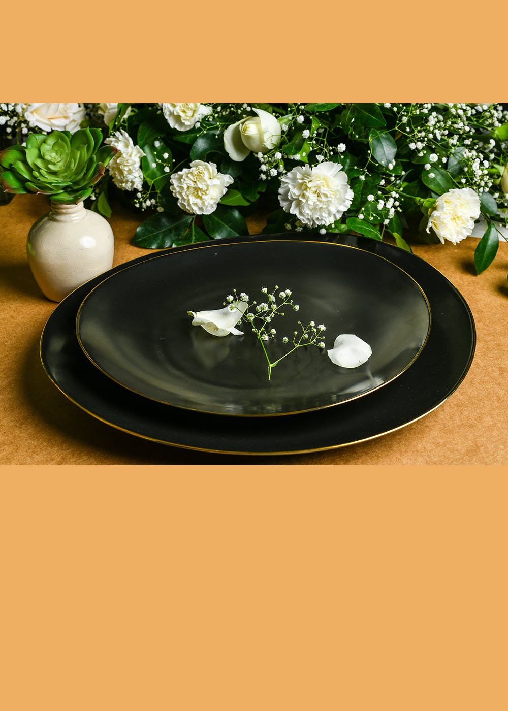 Get Black Matt Finish With Golden Rim Oval Plates at ₹ 1900 | LBB Shop