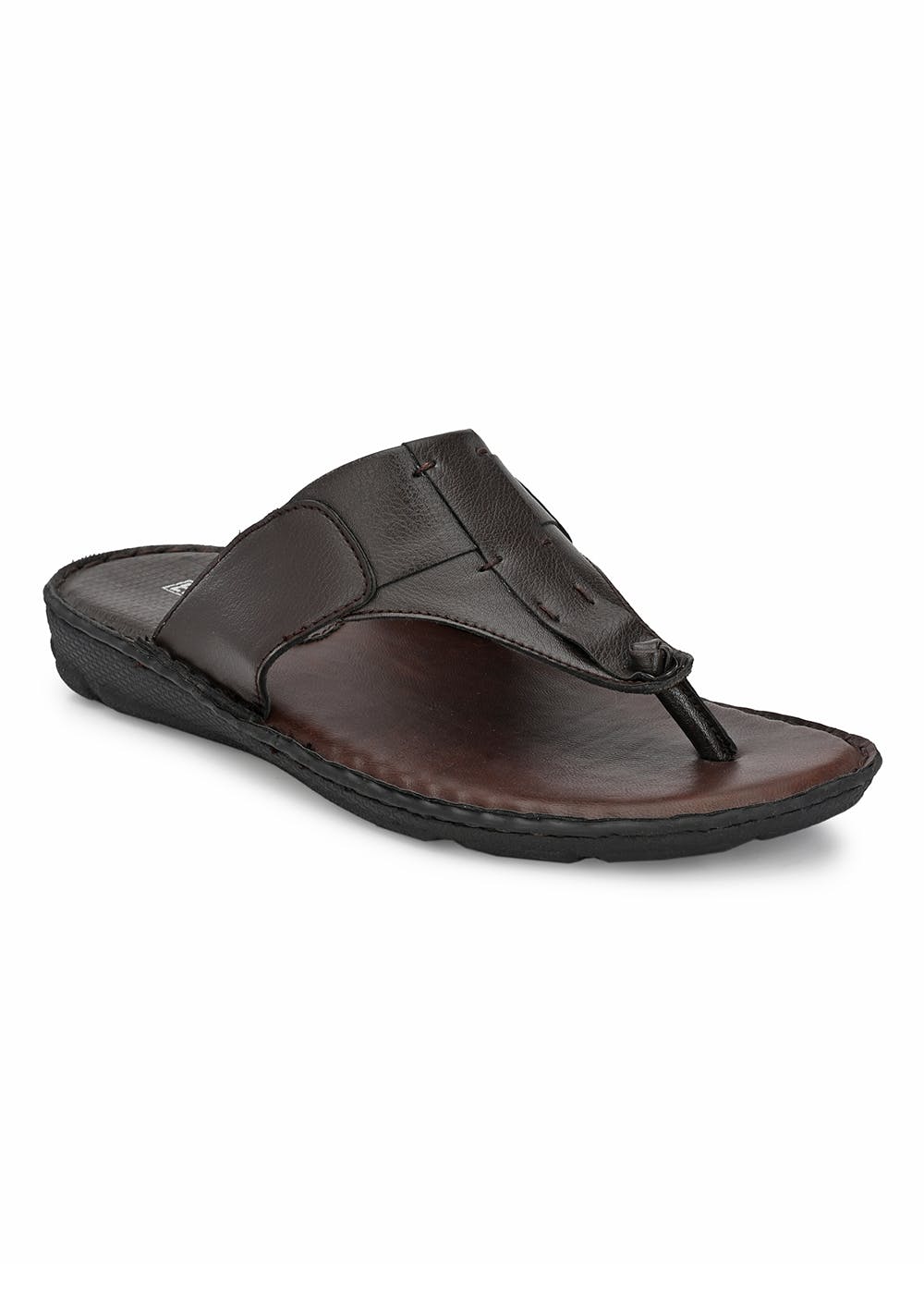 Get Textured Brown Broad V-Strap Slippers at ₹ 749 | LBB Shop
