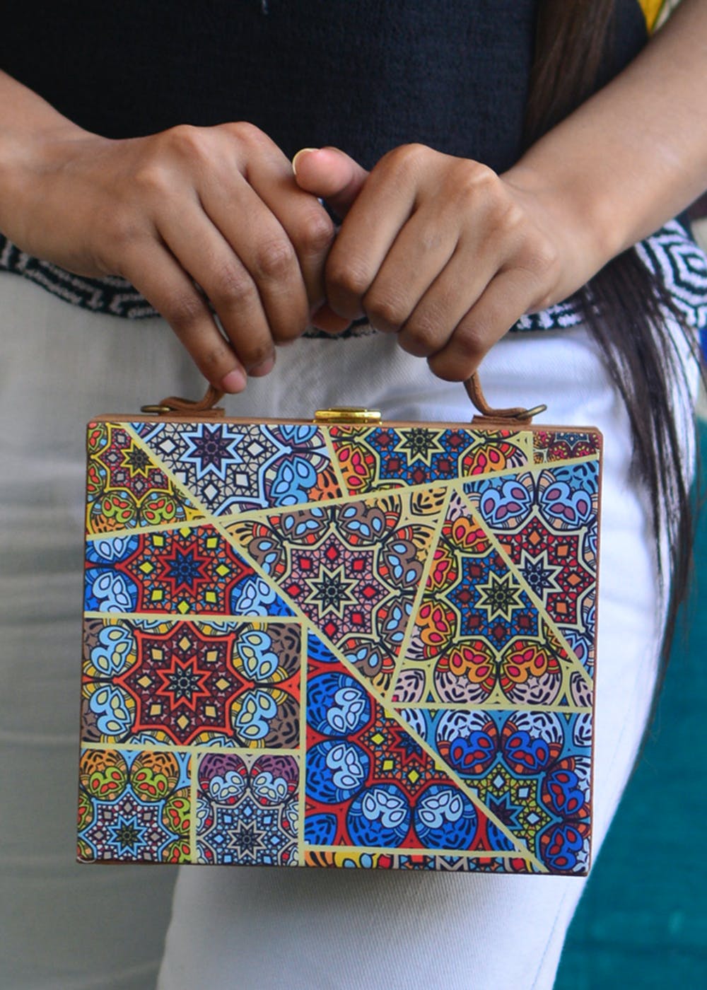 Get Moroccan Tiles Printed Suitcase Style Clutch at ₹ 1299 | LBB Shop