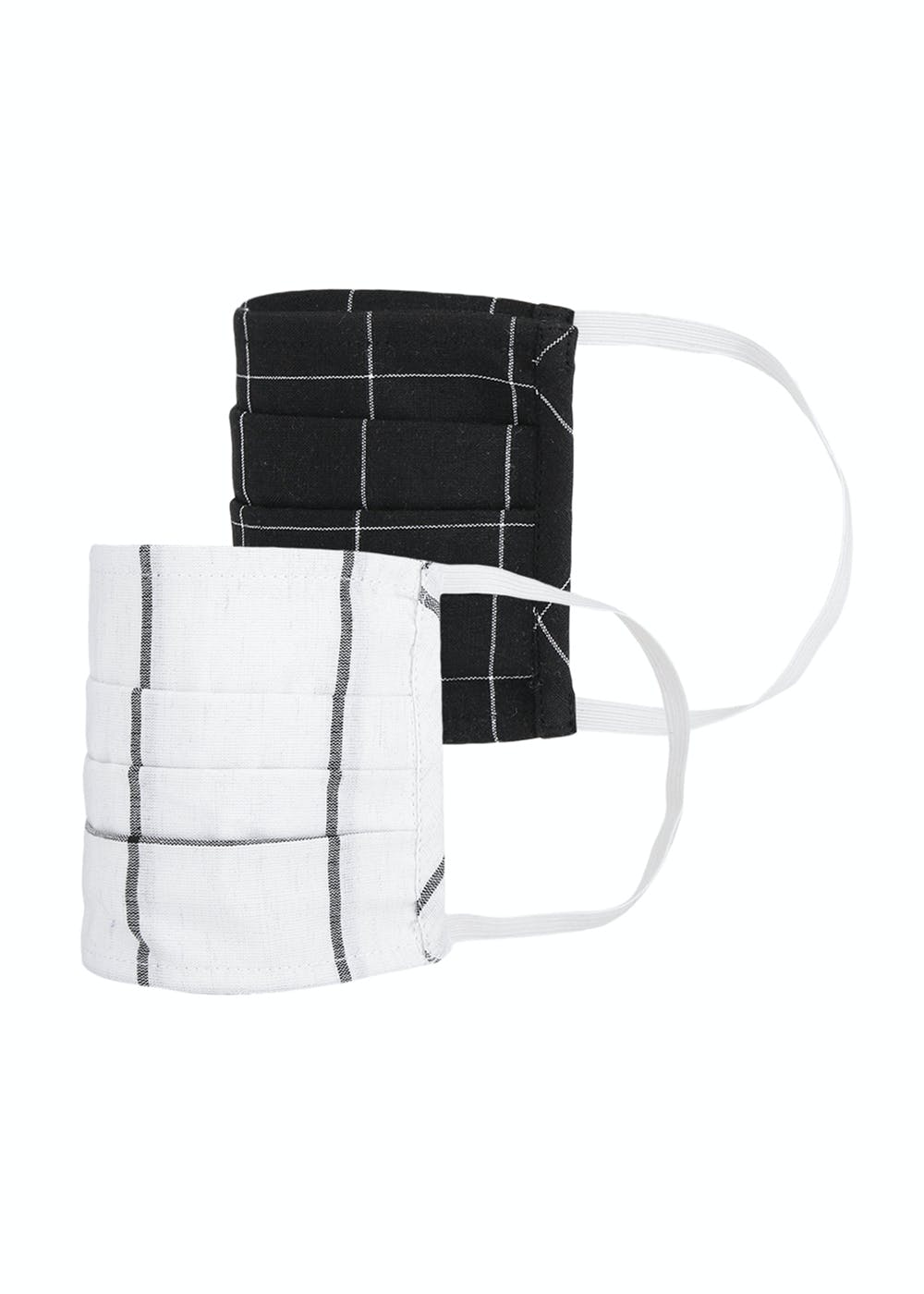 Get Pack of 2 White & Black Pleated Checkered Mask at ₹ 300 | LBB Shop